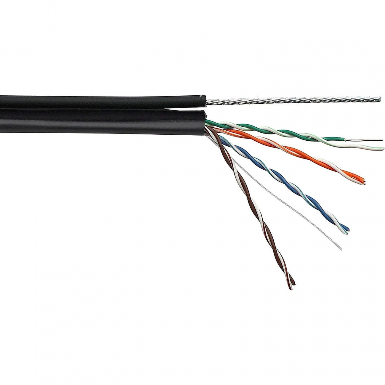 Кабель TWT TWT-5EUTP-OUT-TR 4 пары, Кат.5е, внеш. прокладка, с тросом, 305 м 2125698