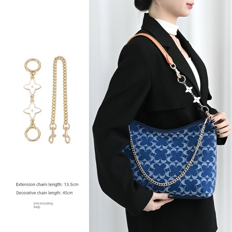 Набор декоративной цепи для сумки Coach Laurel с белым крепышом и прямой золотой спиральной цепью 45 см