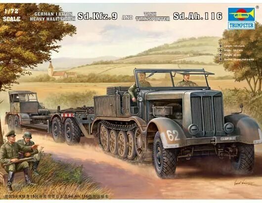 Trumpeter 07275 1:72 Американский 18-тонный полугусеничный тягач Sd. Kfz.9 и прицеп Sd. Ah.116 сборная модель танка