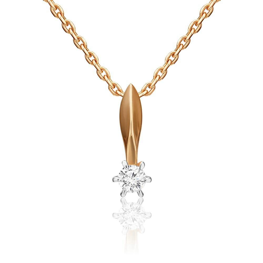 Подвеска, комбинированное золото, 585 проба, родирование, бриллиант