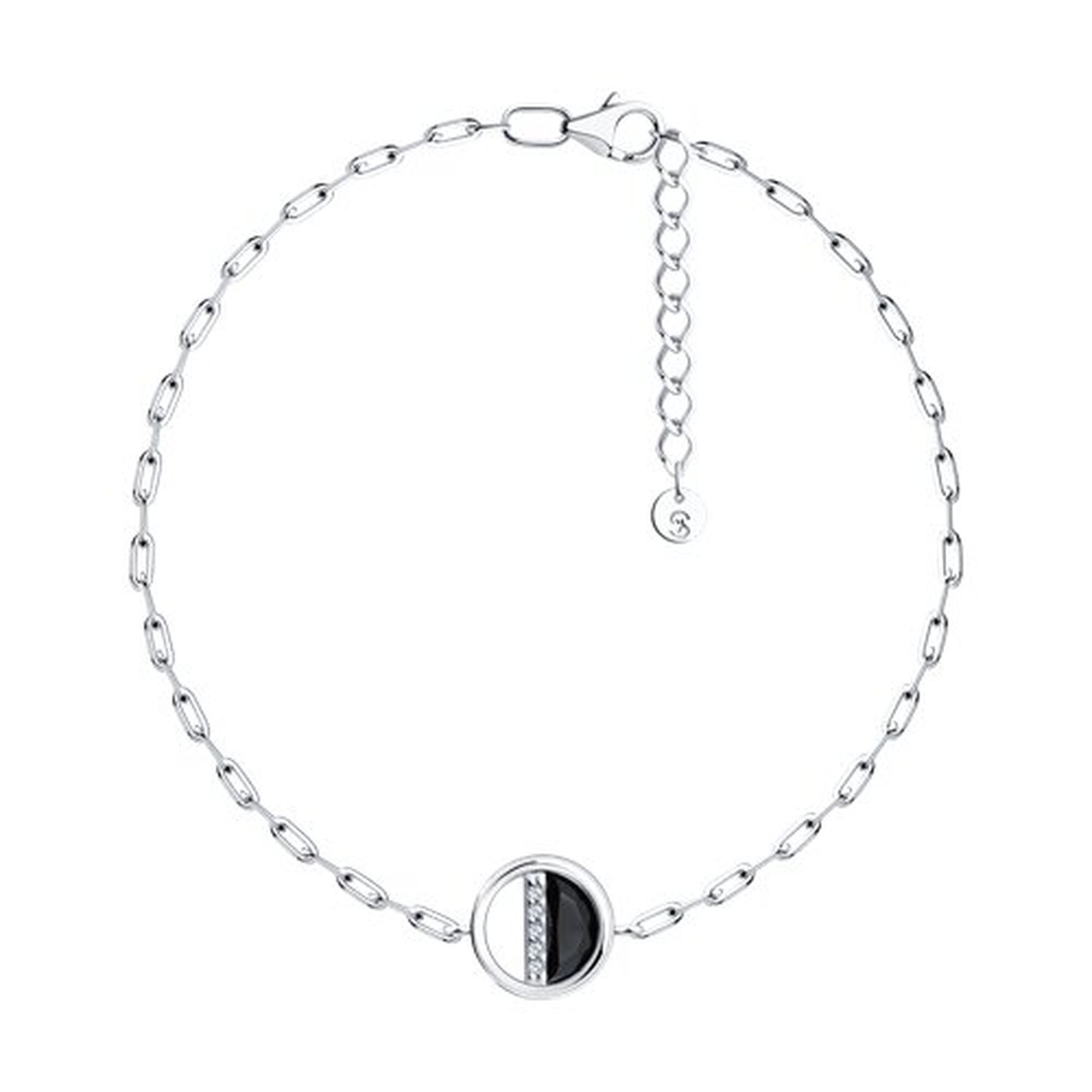 Браслет, серебро, 925 проба, родирование, фианит