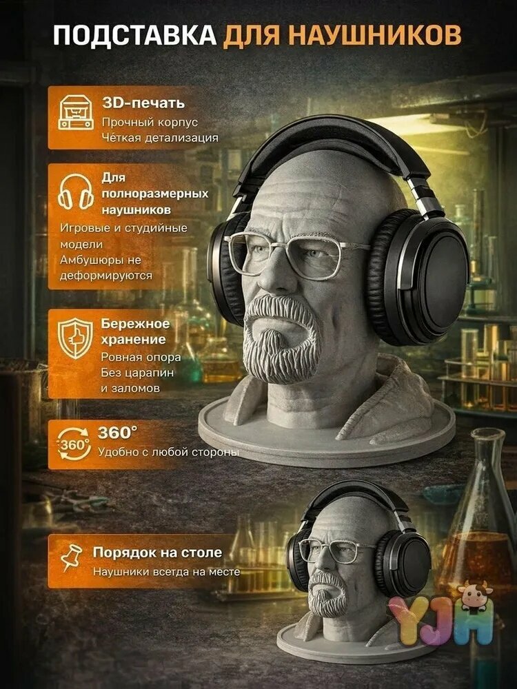 Подставка для наушников во все тяжкие, подставка для наушников в виде детализированной головы для рабочего стола