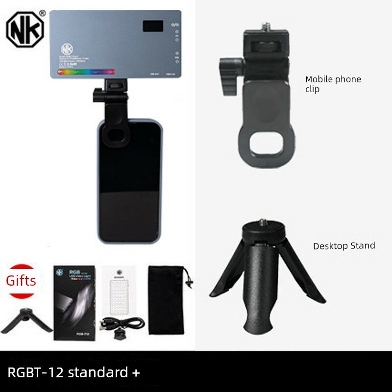 NK Nika T12Pro RGB портативная светодиодная фотолампа 12 Вт с компактным креплением для мобильного телефона
