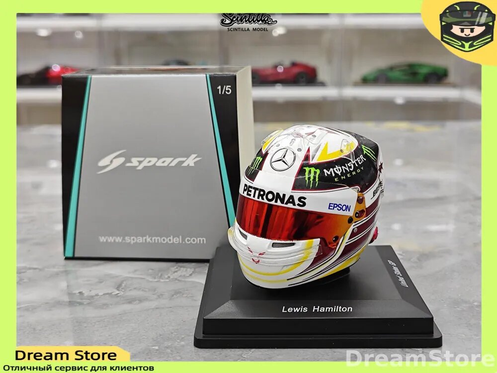 Модель шлема Формулы-1 Spark 1/5 #Lewis Hamilton United States GP-2015 Championship коллекционная фигурка/Подарки для детей