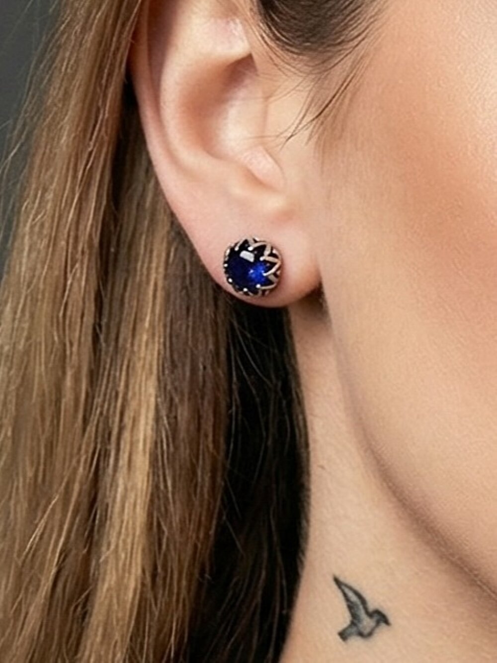 Серьги пусеты, фианит