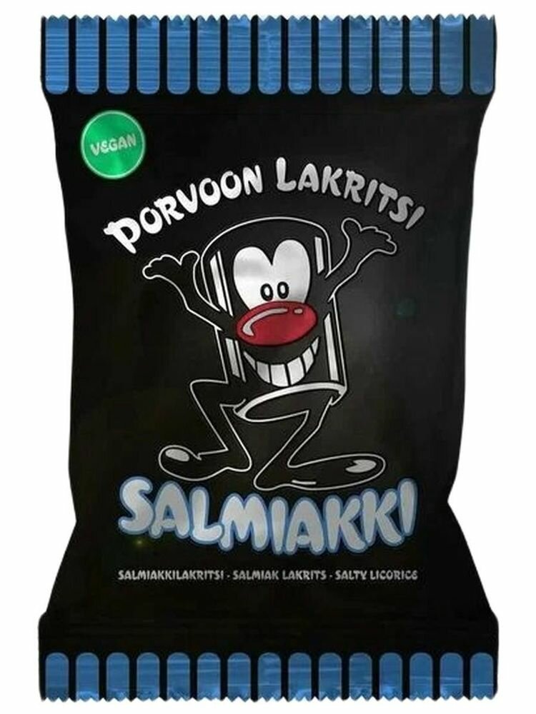 Конфеты лакричные соленые веганские Salmiakki Porvoon Lakritsi (Финляндия) 250 гр.
