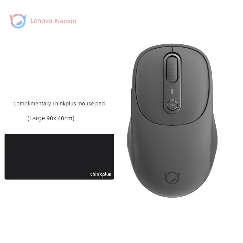 Беспроводная сенсорная мышь Lenovo Xiaoxin Plus тихая с зарядкой через Type-C цвет темно-серый с большой ковриком для