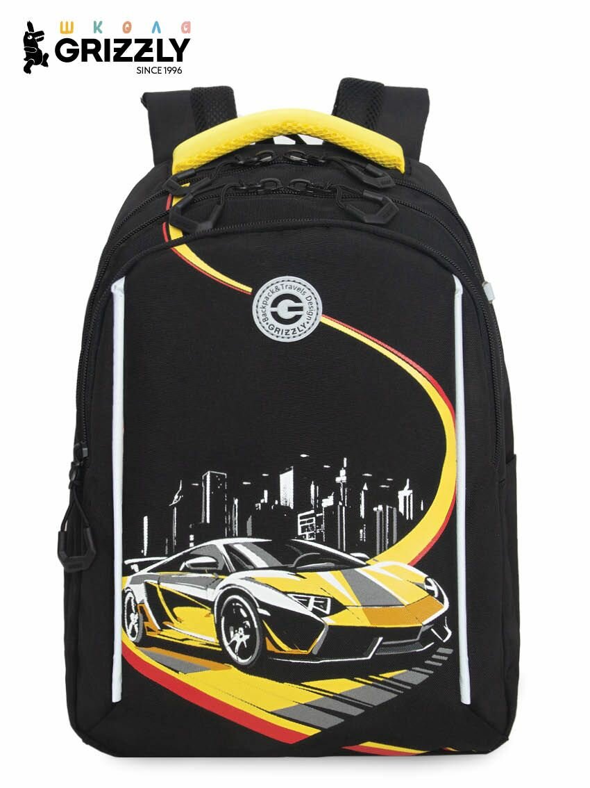 Рюкзак школьный GRIZZLYс карманом для ноутбука 13", анатомической спинкой, для мальчика, RB-552-2