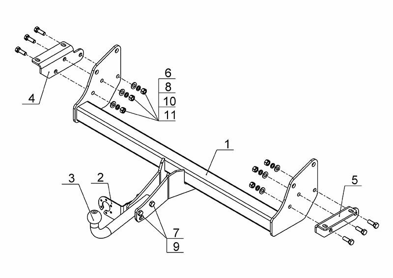 Фаркоп AvtoS MI 26 Mitsubishi Pajero IV 3/5 дверей 2007-(паспорт и сертификат в комплекте)(без электрики)