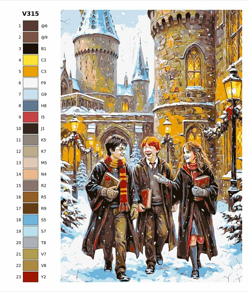 Картина по номерам V-315 "Гарри Поттер (Harry Potter), Гермиона Грейнджер и Рон Уизли", 40x60 см