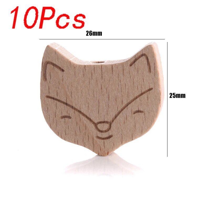 Деревянные бусины кошки, 10 шт, Коричневый, style 12