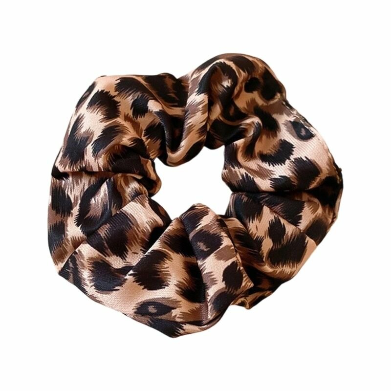 (1 набор) 2 резинки для волос "Бантик" (банан) с леопардовым принтом - темная корица