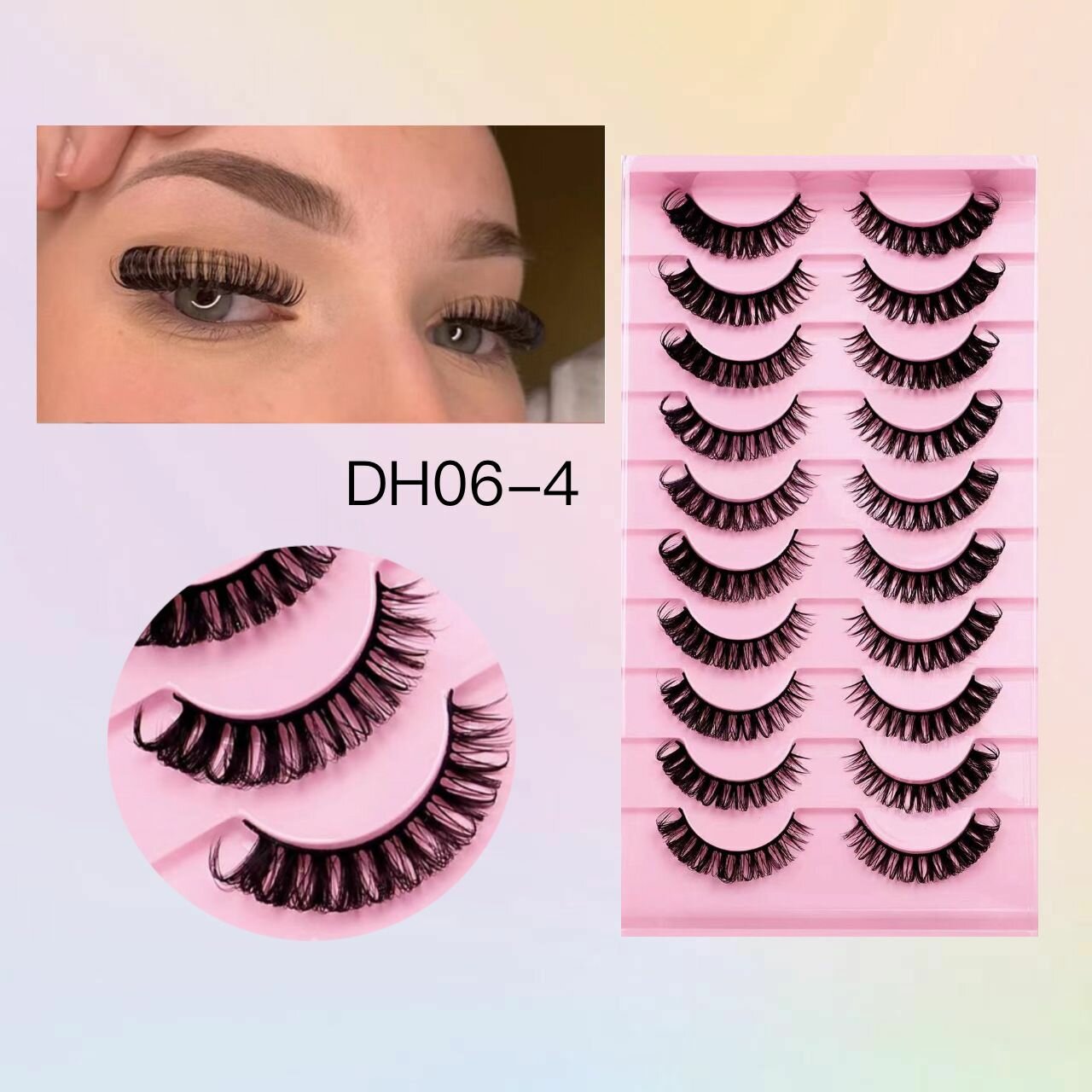 Хит продаж за рубежом: русские объемные ресницы для создания эффекта густых, больших глаз, многослойные, с трехмерным изгибом, незаменимы для европейского и американского макияжа, реалистичный вид.