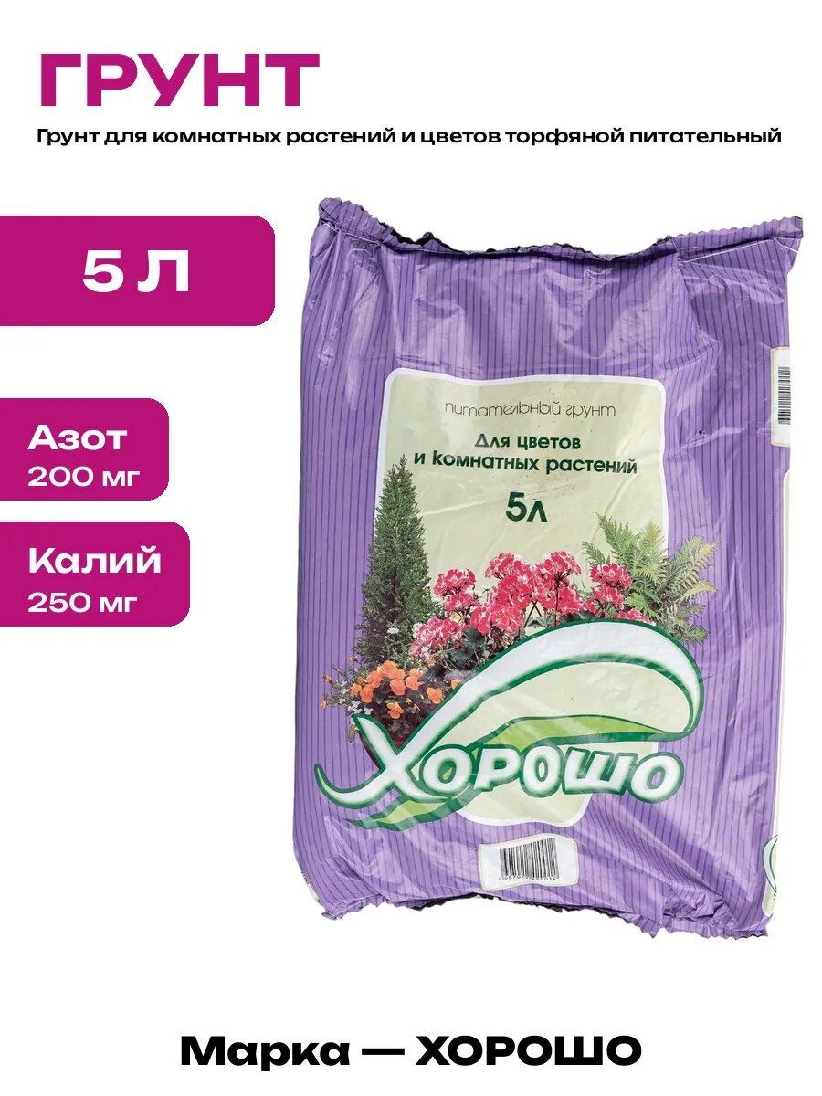 Почва для цветов и комнатных растений в горшках питательная