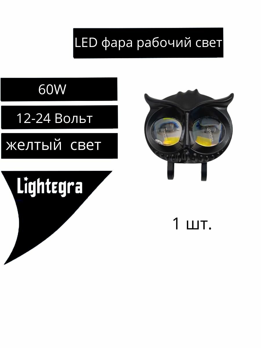 Светодиодная универсальная фара Сова 60W 20LED 70х50х60 мм 12-24 Вольт 1 шт.