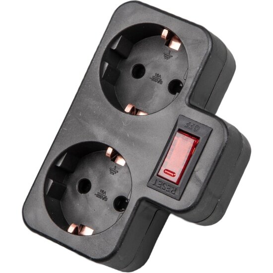 Разветвитель сетевой с выключателем Uniel S-GES2-16PB BLACK