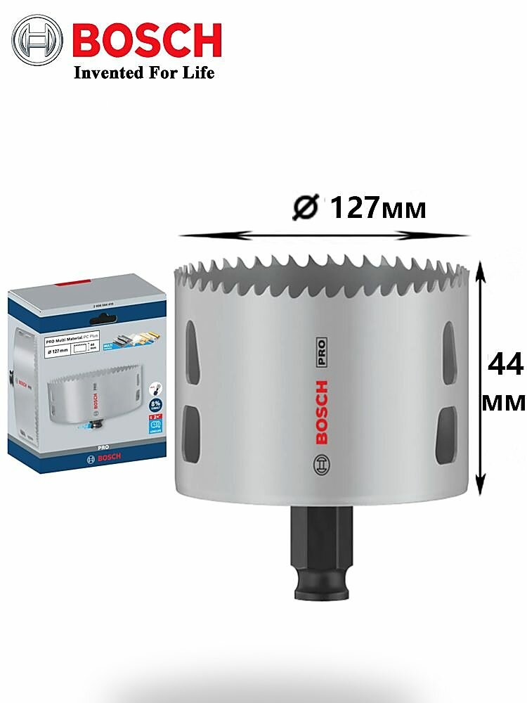Коронка биметаллическая Bosch 2608594416 PRO Power Change Plus, 127 мм для древесины, металла, пластика