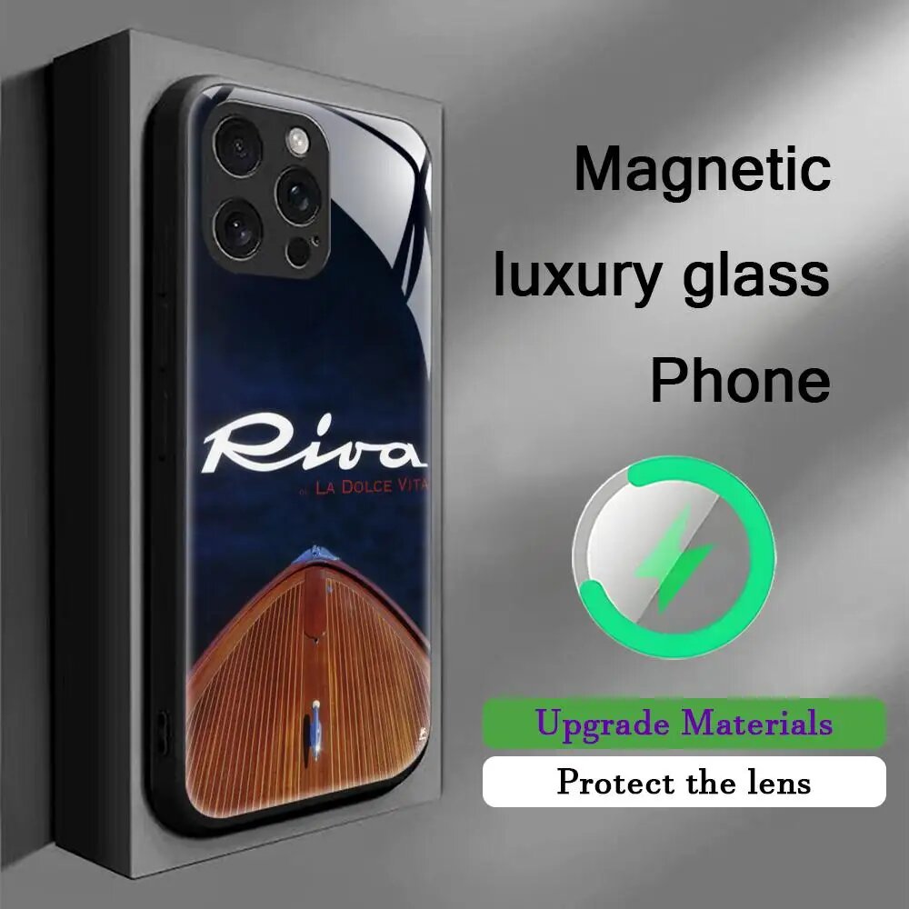 Роскошный стеклянный чехол Riva для iPhone 16 Pro Black9