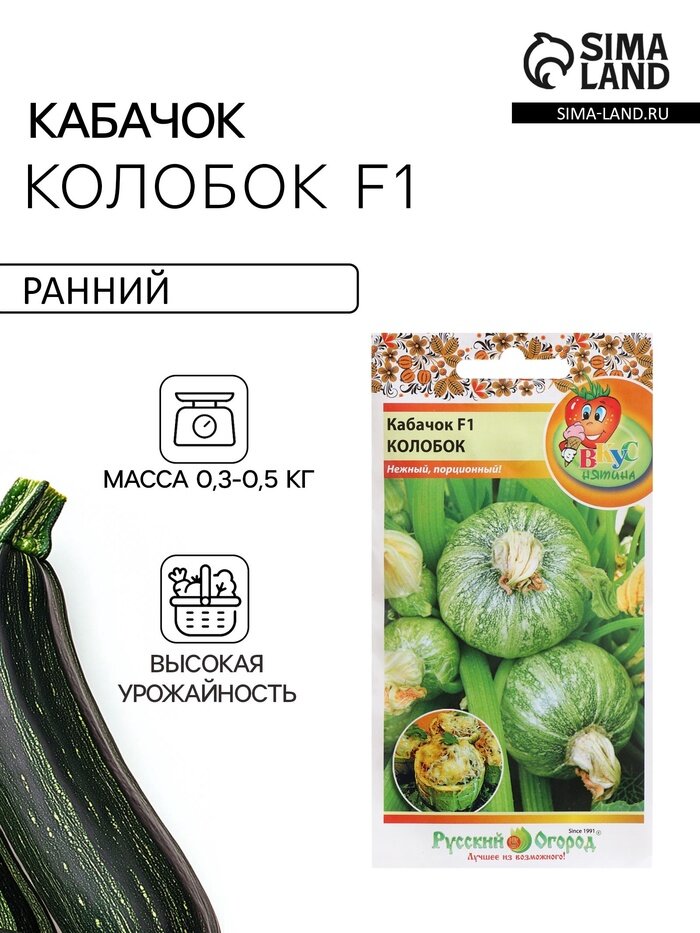 Семена Кабачок «Колобок», 10 шт, «Русский огород»