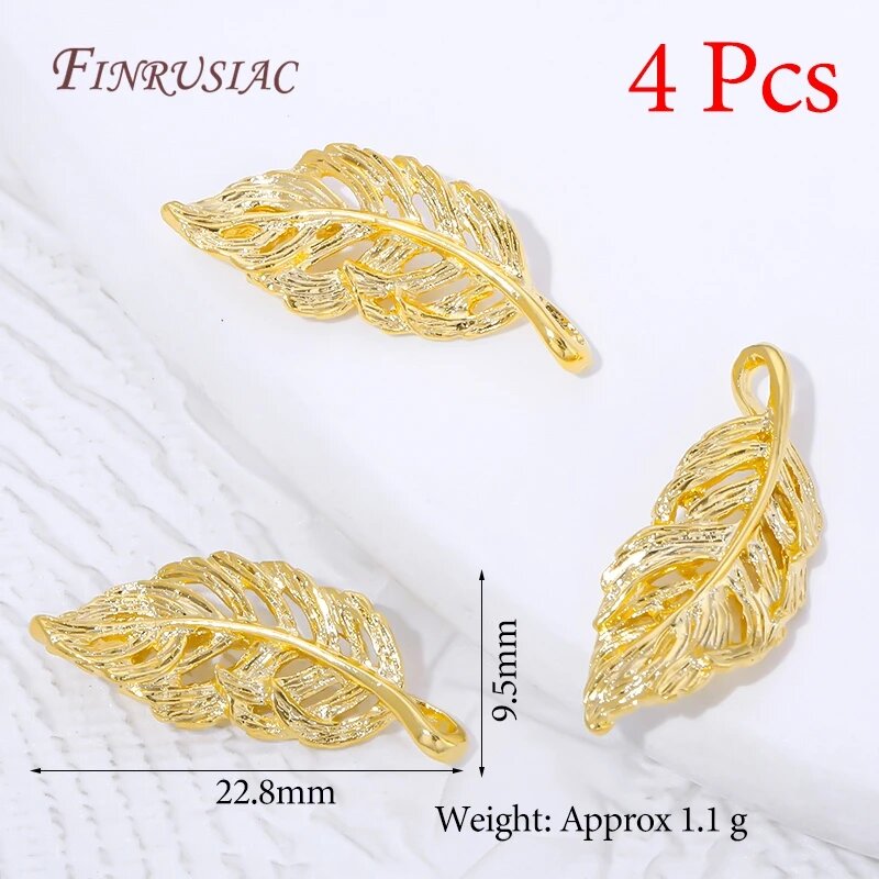 Позолоченные подвески FINRUSIAC, листья, 4шт