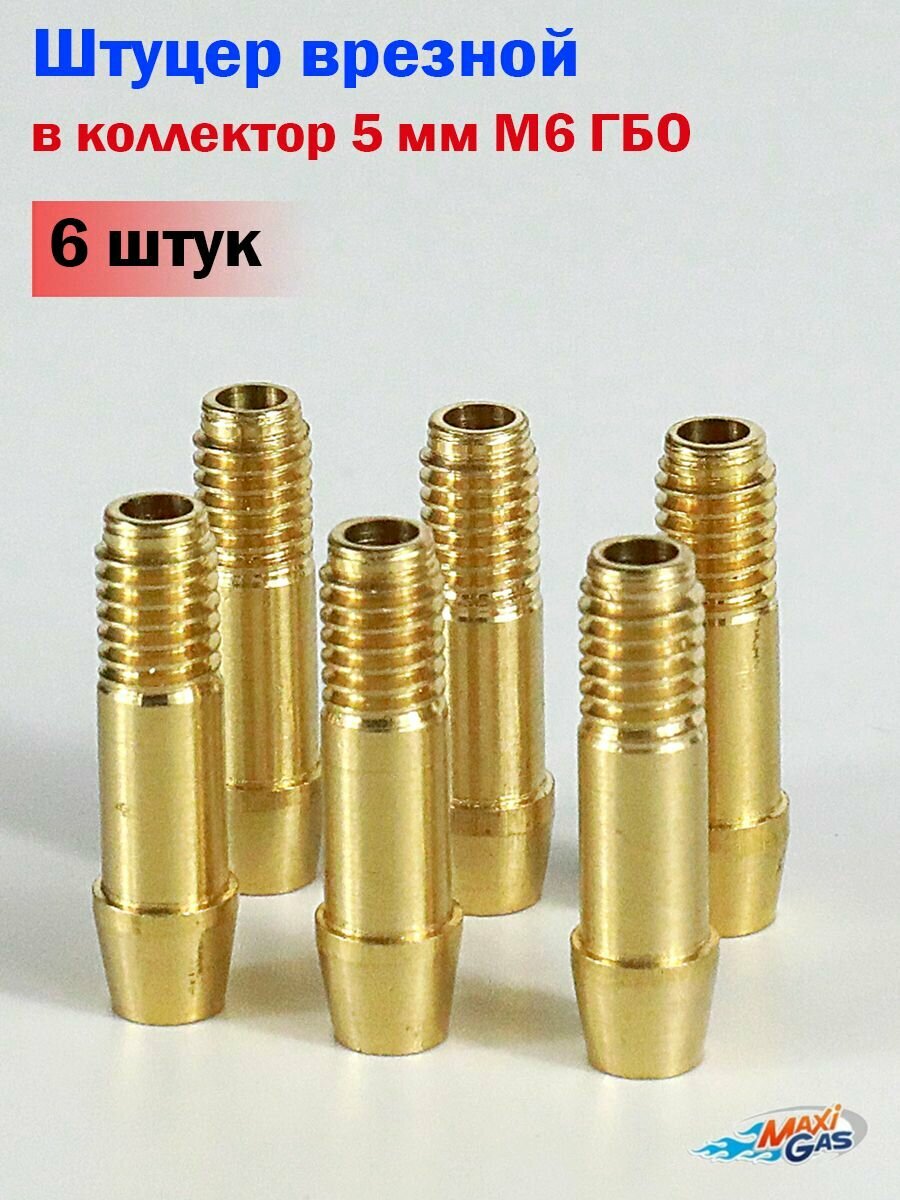 Штуцер врезной в коллектор 5 мм M6 ГБО (6 штук)