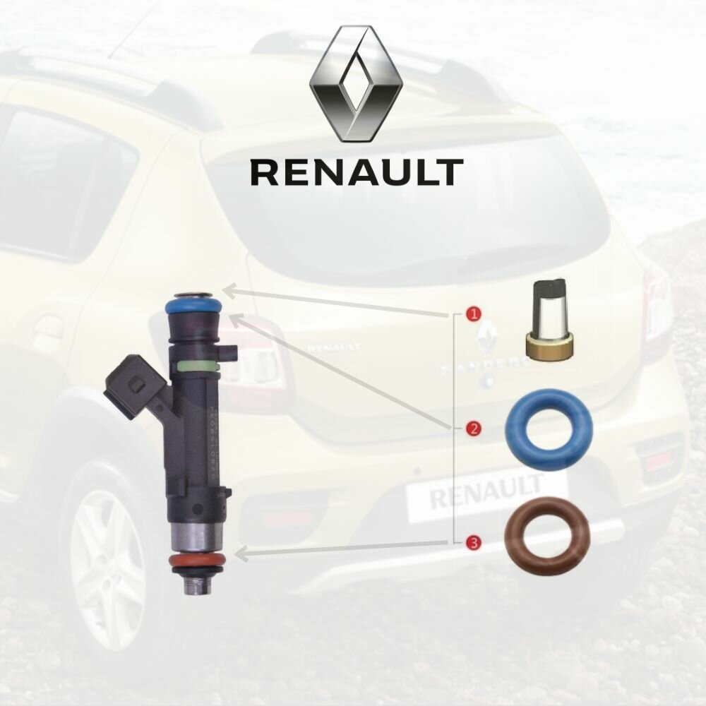 Ремкомплект на 4 форсунки 1.4-1.6 Renault (Dacia) Logan Sandero Dokker Kangoo Lada Largus K7J K7M 0280158034, 8200227124, 6001548024