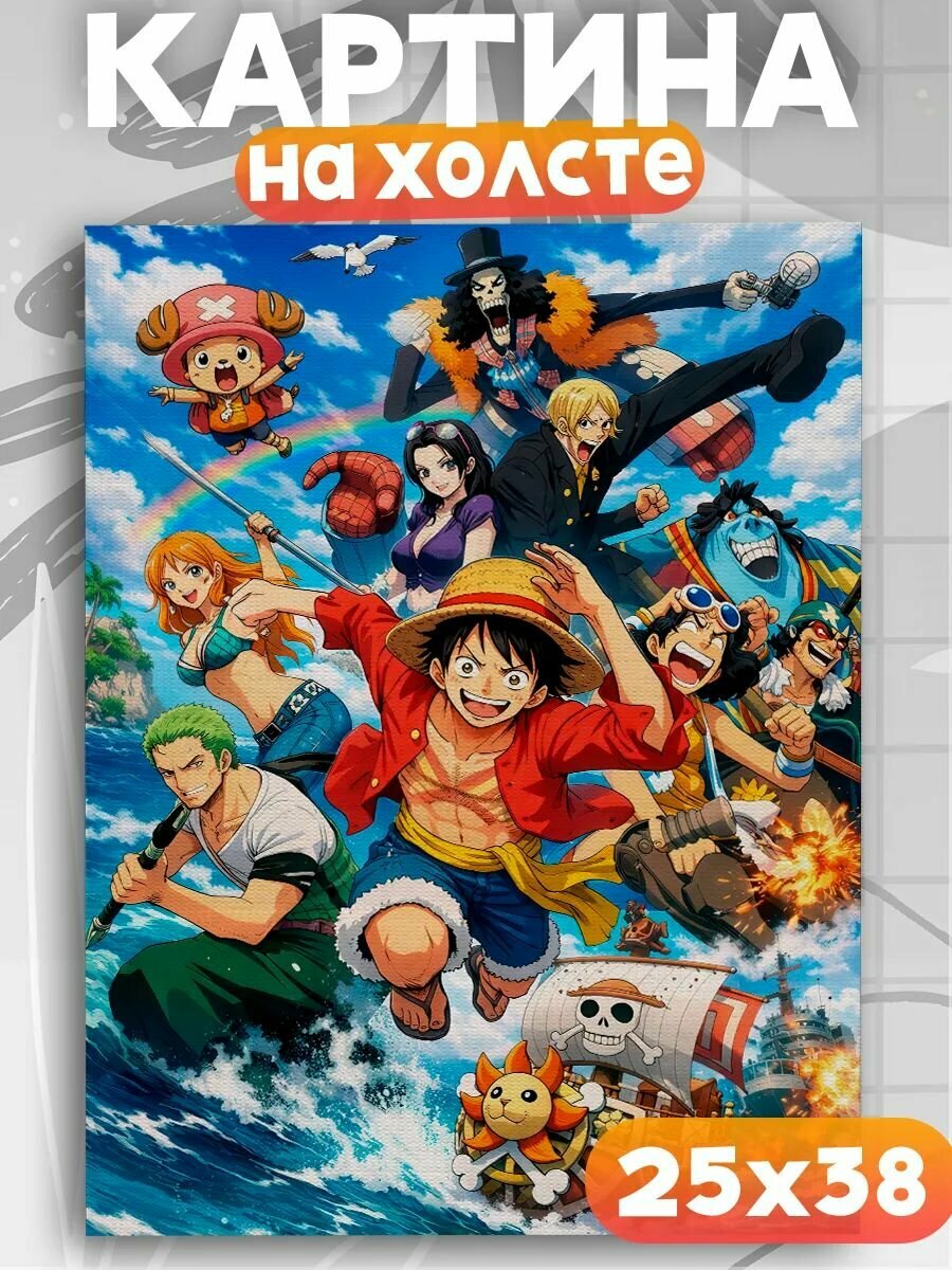 Картина на стену Ван пис One piece, на подрамнике, 1шт, 38х25 размер.