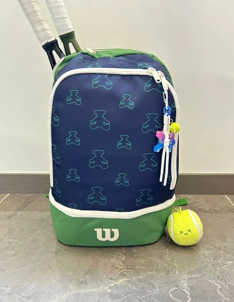 Wilson Рюкзак теннисный BEAR BACKPACK Navy/Natural CANVAS синий/зеленый 46x21 см — фото 1