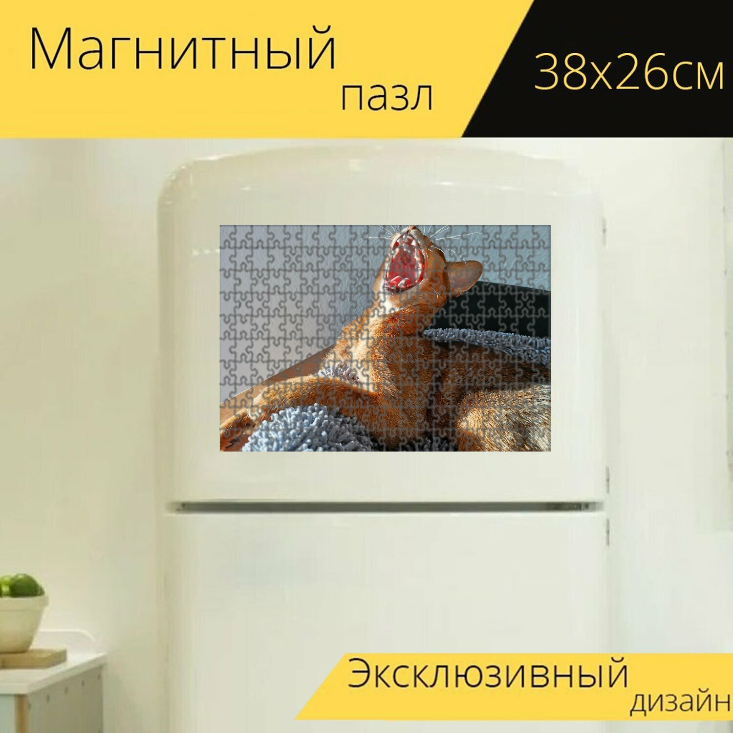 Магнитный пазл "Кот, абиссинская, абиссинская кошка" для интерьера, 38х26 см.