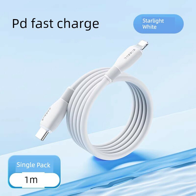 Жидкокремниевый белый кабель с звездным светом длиной 1 метр с PD20W быстрой зарядкой для устройств Apple, 30 минут до
