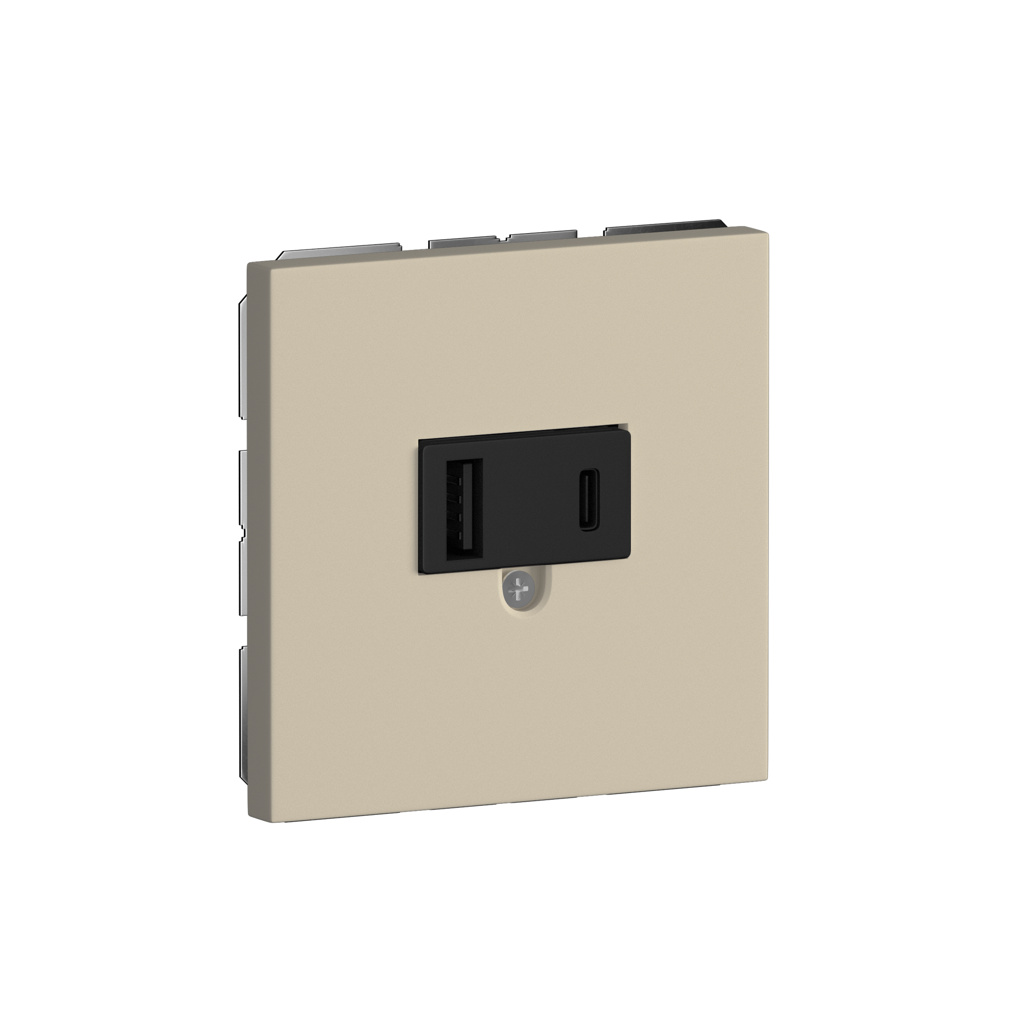USB-зарядка типа A+С 3100мА 12Вт с чёрным разъёмом, цвет матовый кашемир, серия R98, Donel