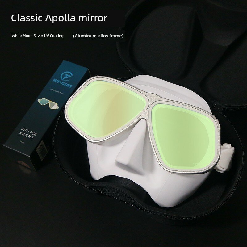 Маска подводная Apollon Apollo с антизапотеванием UV-покрытием, цвет Белый месяц серебро, бесплатный спрей для очистки