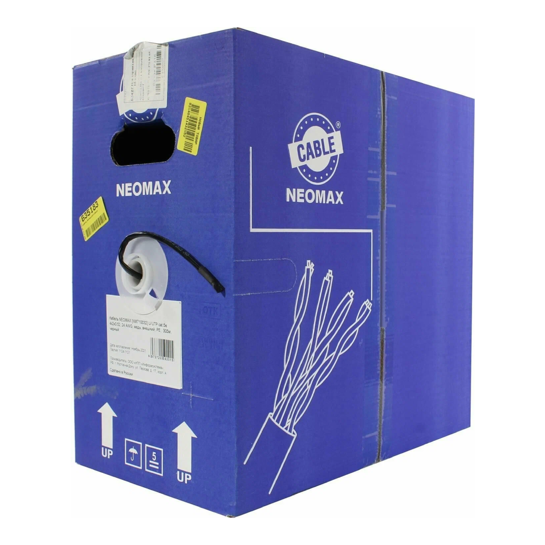 Витая пара NEOMAX NM710032 U/UTP cat.5e 4x2x0.52 24 AWG, медь, внешний, PE, 305м, черный