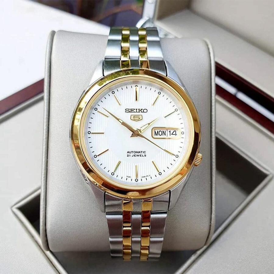 Наручные часы SEIKO SEIKO 5, золотой, белый, серебряный — фото 1