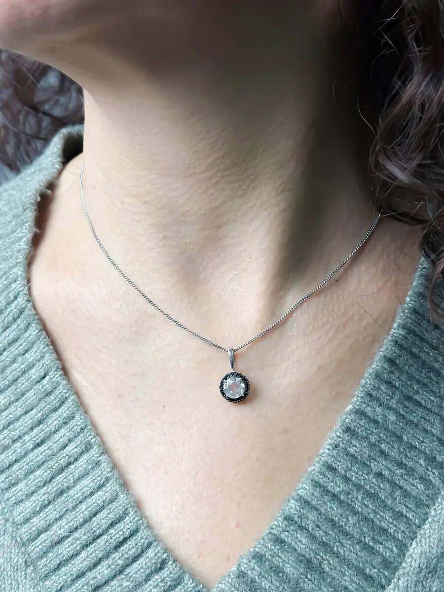 Подвеска, серебро, 925 проба, родирование, горный хрусталь, шпинель