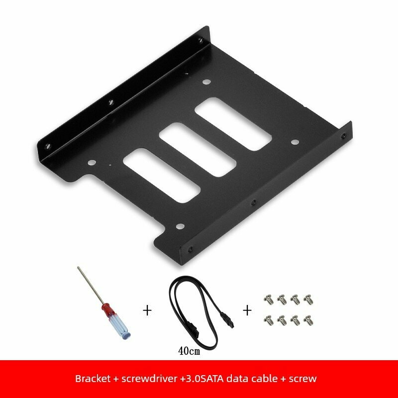 Металлический SSD-держатель с отверткой и черным SATA 3.0 кабелем 40 см для установки настольного жесткого диска