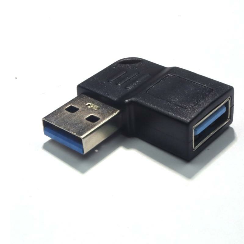 Угловой переходник USB 3.0, Черный - Левый изгиб