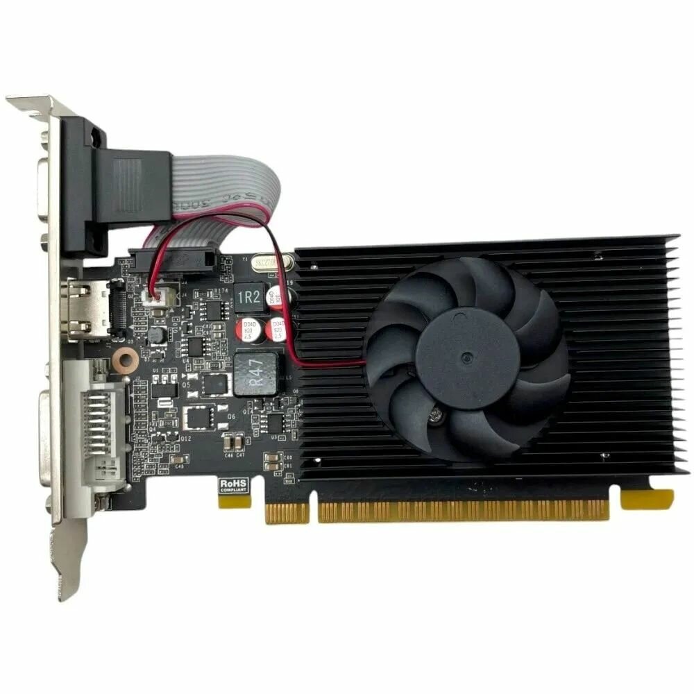 Видеокарта CBR GT710 2Gb DDR3, 64bit, 954Mhz, 1xHDMI + 1xDVI + 1xVGA, 29W, Ret VGA-STX710-2G-RTL