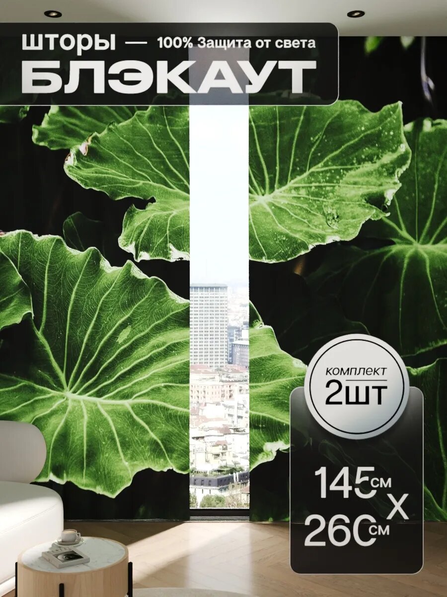 Шторы блэкаут 145x260 см 2 шт на окна плотные комплект