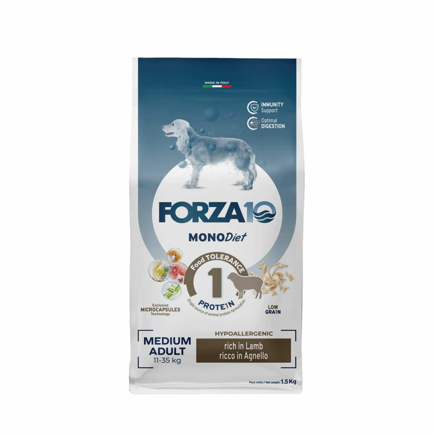 Forza10 Medium Diet сухой корм для взрослых собак средних пород из ягненка с микрокапсулами 1,5кг