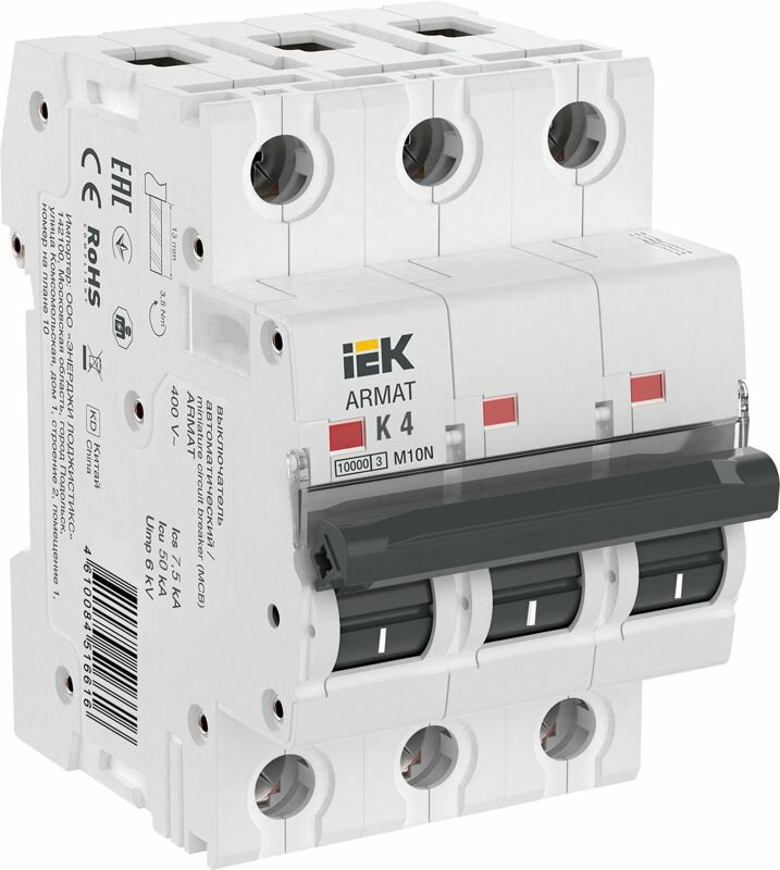 Выключатель автоматический модульный 3п K 4А M10N ARMAT IEK AR-M10N-3-K004