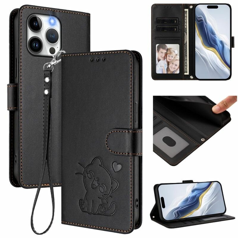 Чехол книжка для Айфон 14 Про Макс ( iPhone 14 Pro Max ) кожаный с магнитной застежкой, с функцией подставки, коротким шнурком