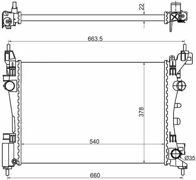 Радиатор SAT SG-OP0008 Opel Corsa 06-14 / Fiat Grande Punto 06-11