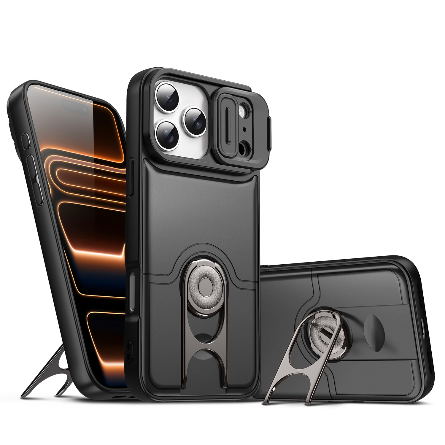Чехол для Apple iPhone 17 Pro Max / Айфон 17 Про Макс, soft touch, чехол-кардиомонитор, поликарбонат (PC), защита камеры, ударопрочный, встроенная подставка, усиленные углы, Apple, Apple iPhone 17 Pro Max
