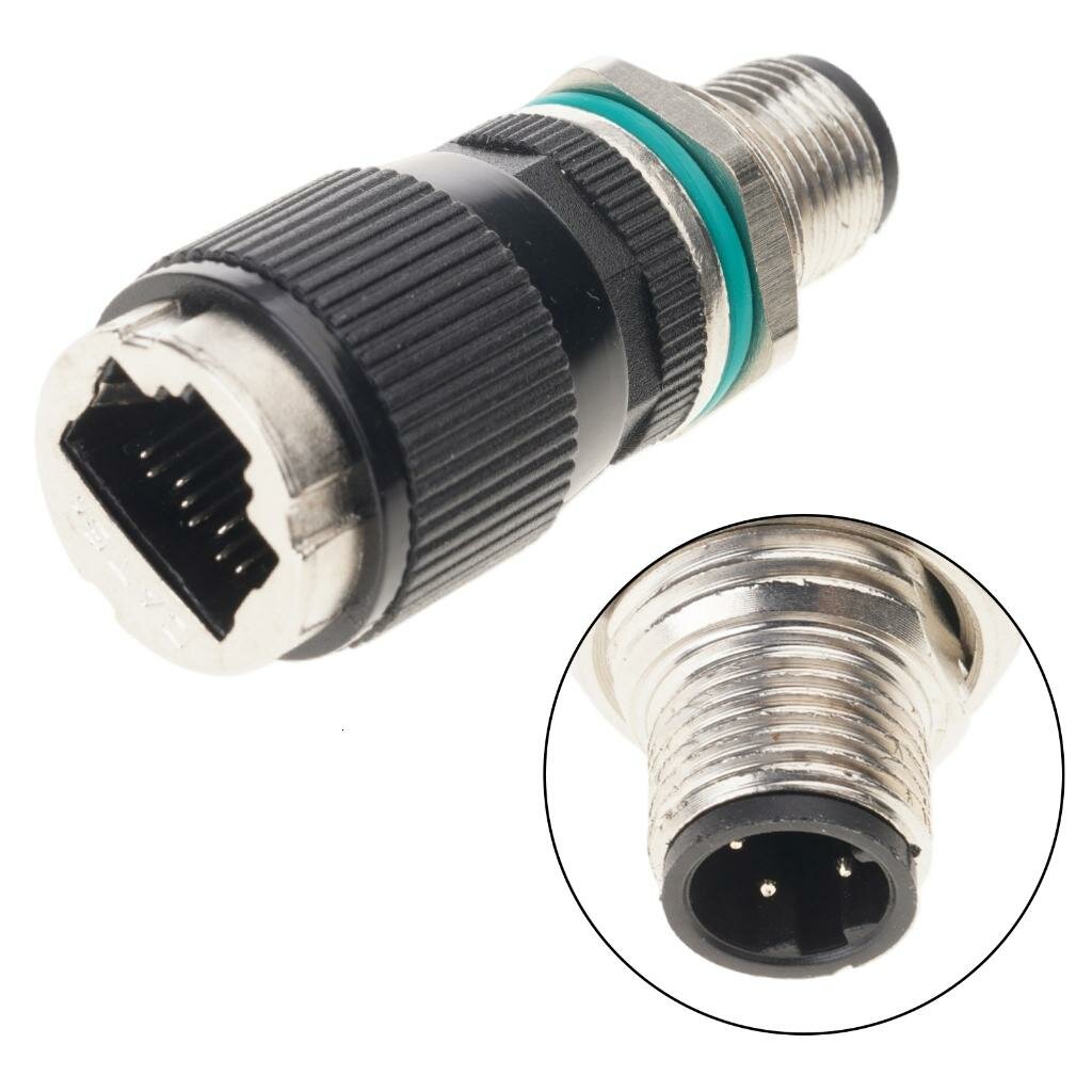 Адаптер IP68 A-type 12 мм 8-контактный — RJ45, Голова человека 4P - прямая голова
