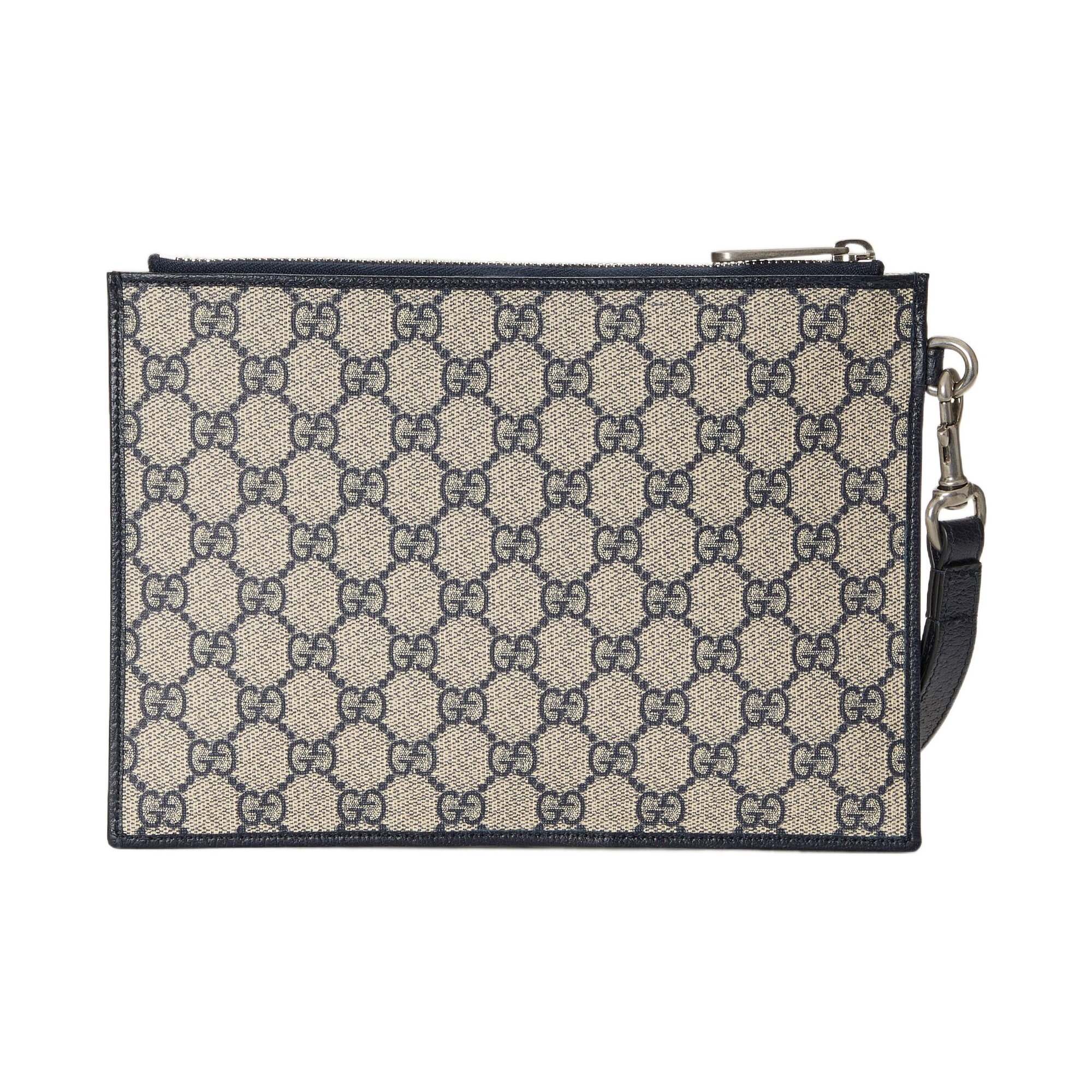 Сумка GUCCI, фактура плетеная, бежевый/синий — фото 1