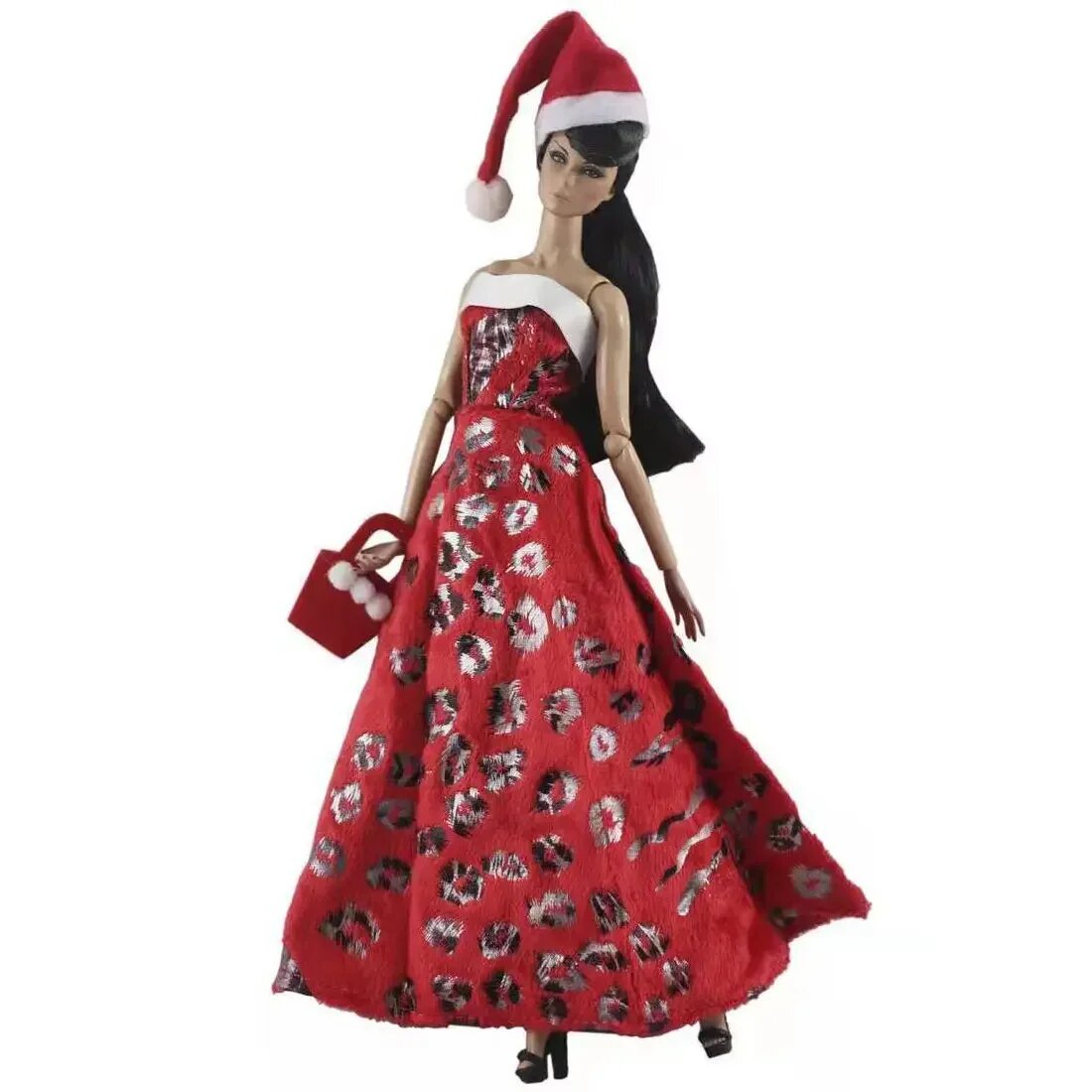 Зимняя одежда для куклы Барби Красный, Christmas dress bag
