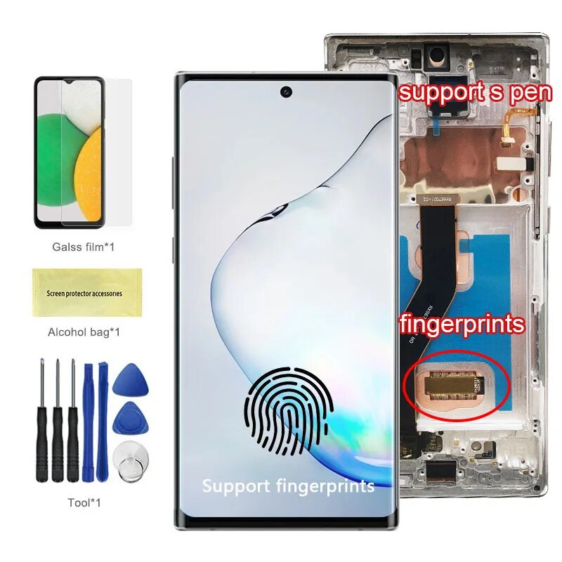 Дисплей Samsung Galaxy Note10+ N975F Amoled Silver Frame с отпечатками