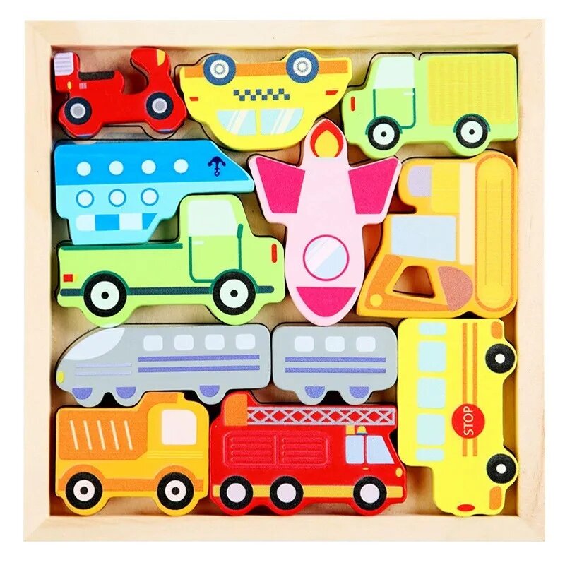 Деревянные 3D-пазлы skxnier для детей от 3 лет Traffic Square