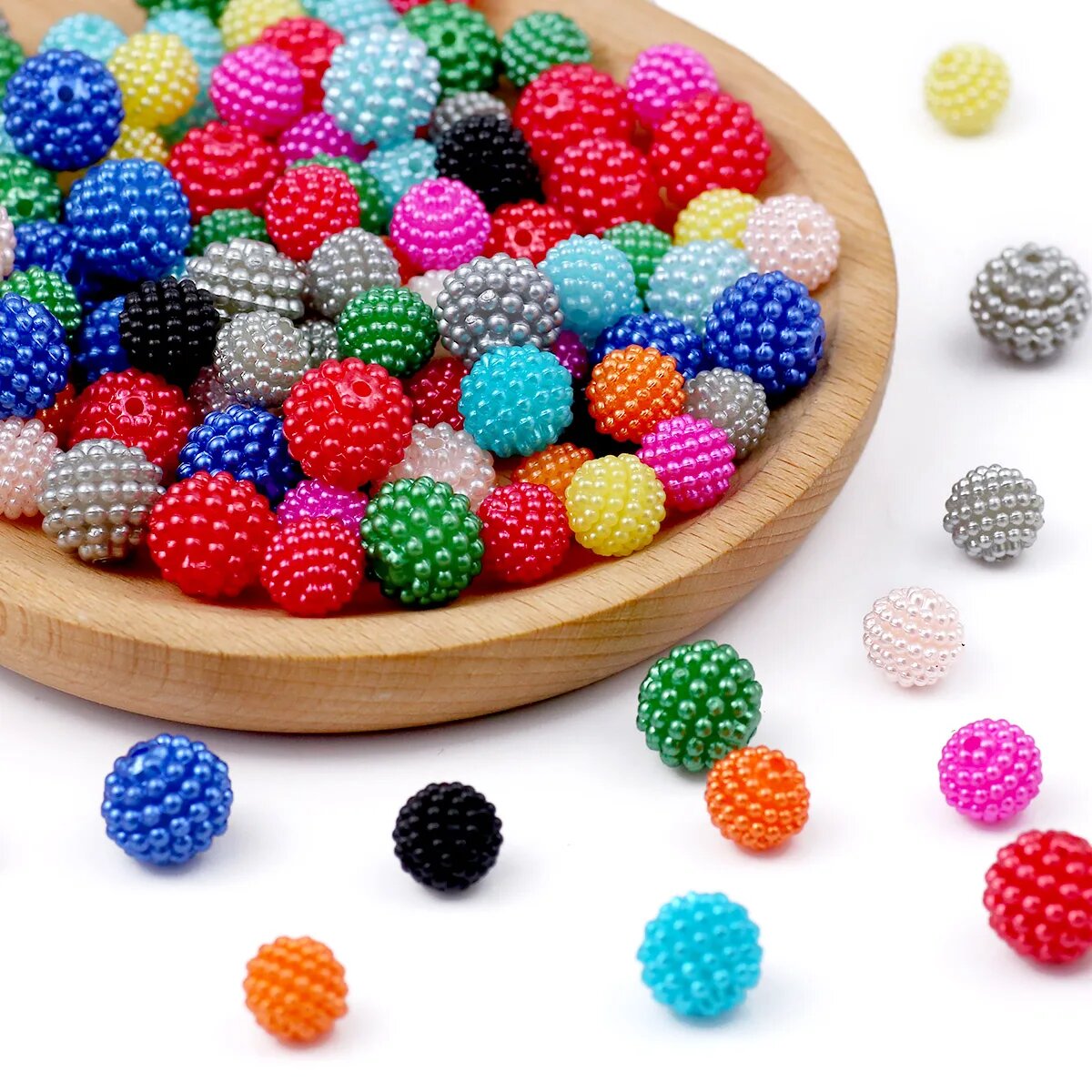 Бусины акриловые круглые 10/12 мм разные цвета wlyees 10mm about 100pcs, Мульти, Mixed Color